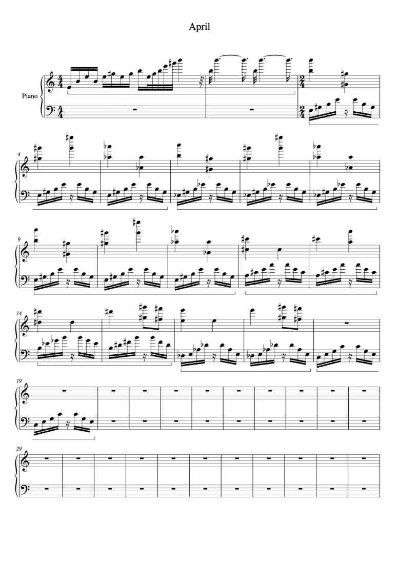 'April' - Piano Sheet Music By xxx | TOPiano