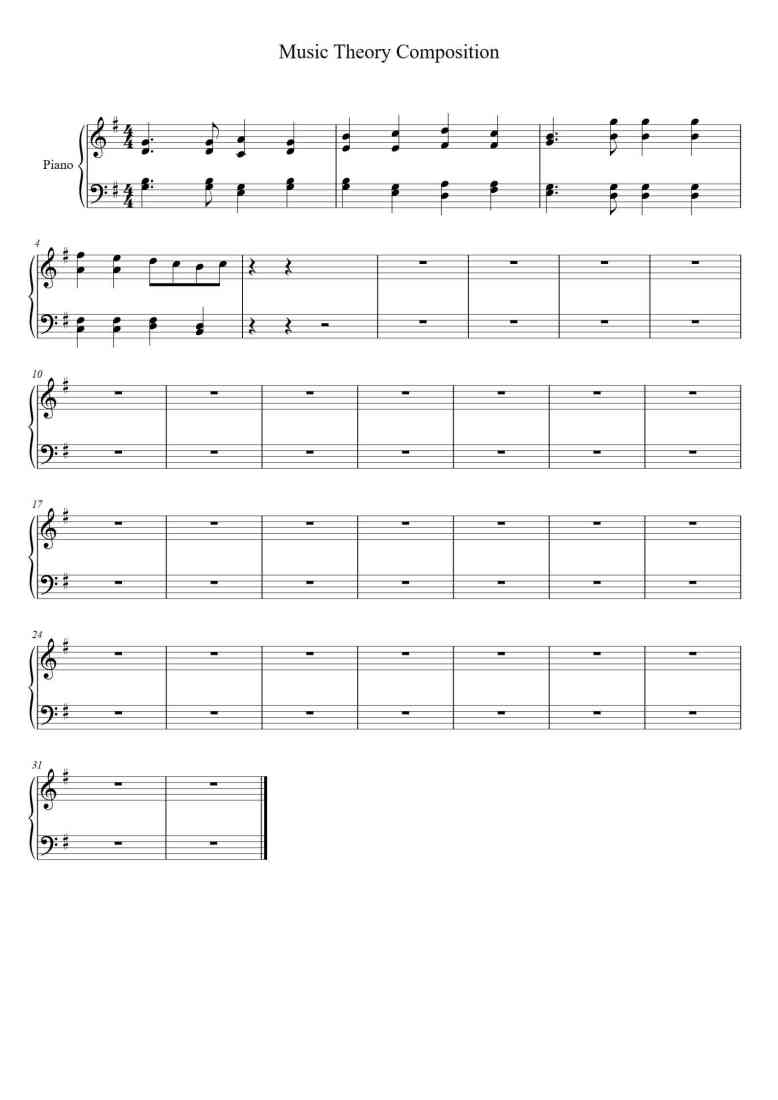 'Music Theory Composition' - Piano Sheet Music By Victoria Fenton | TOPiano