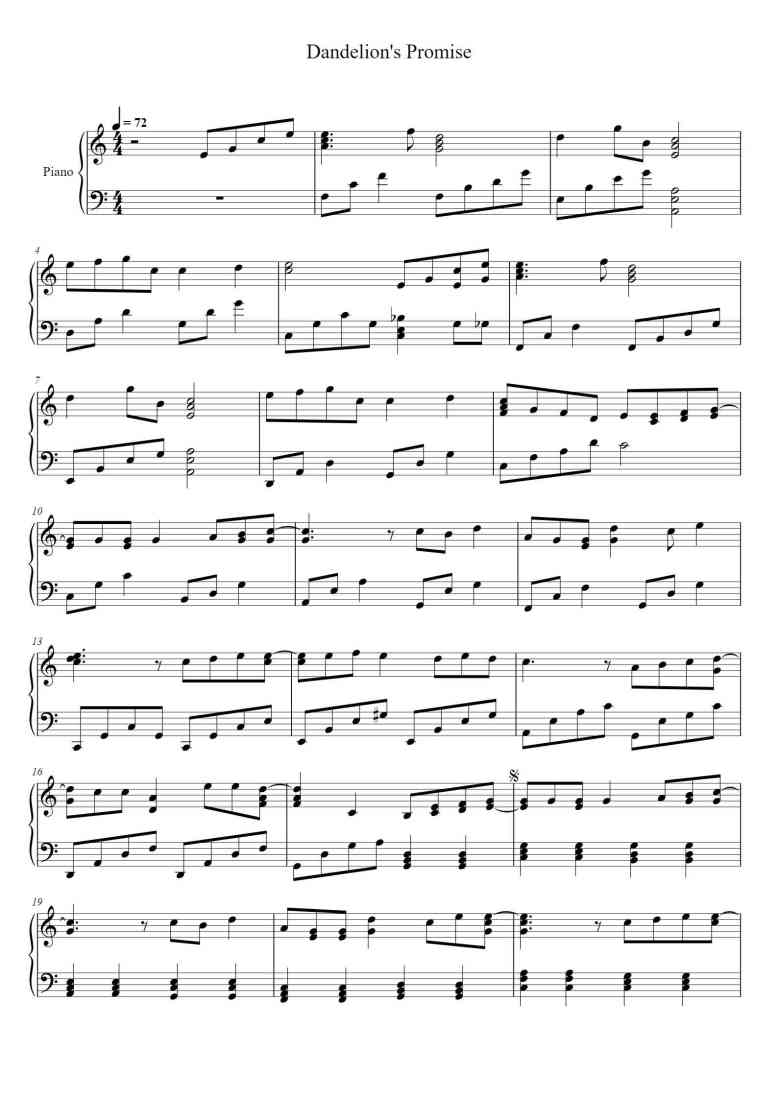 'Dandelion's Promise' - Piano Sheet Music By Jay Chou | TOPiano
