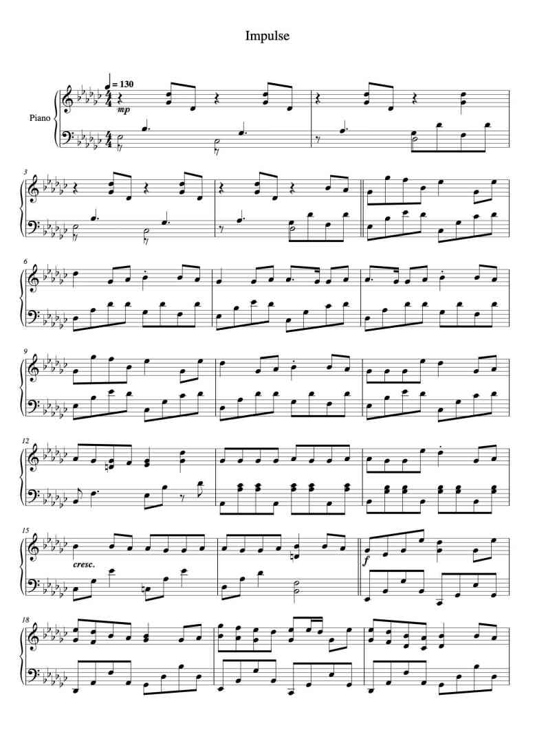 Impulse AliA钢琴谱 - EREN - free piano sheet music - PiaNoproblem