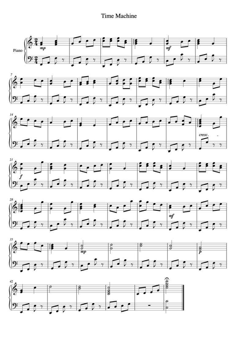 'Time Machine' - Piano Sheet Music By Jun | TOPiano