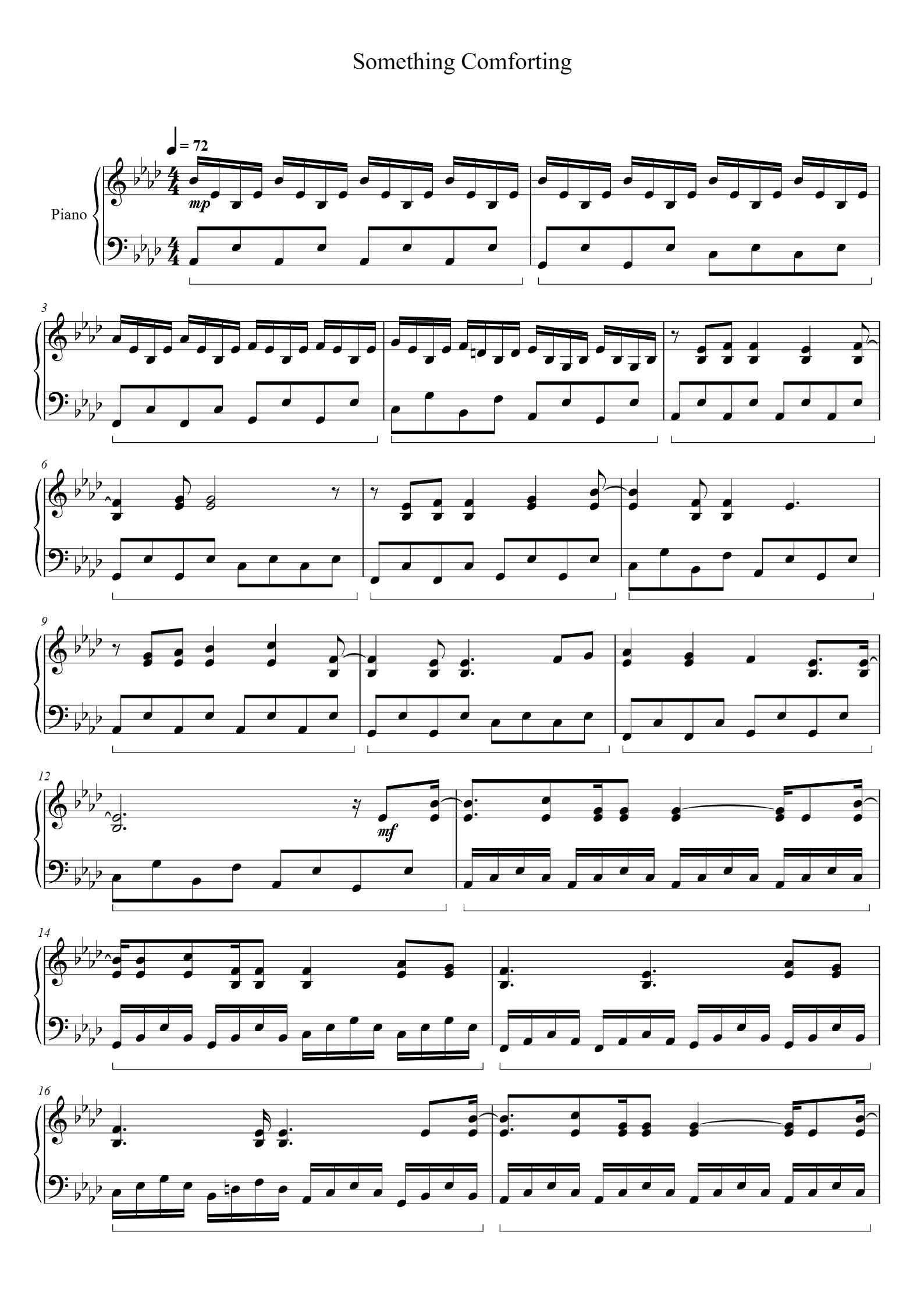 'Something Comforting' - Piano Sheet Music By Song by Porter Robinson ...