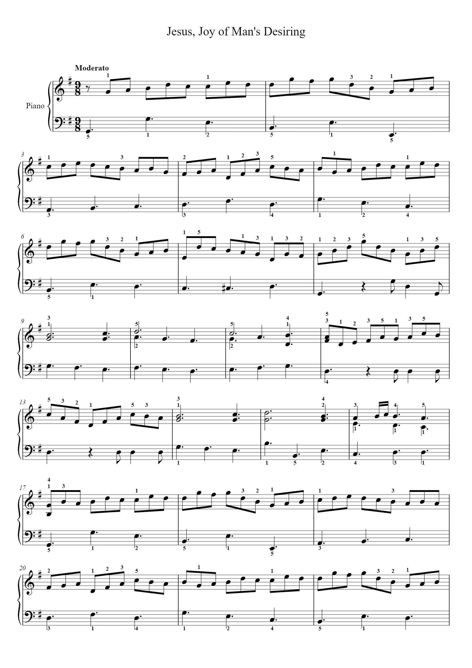 'Jesu, Joy of Man's Desiring, BWV 147' - Piano Sheet Music By J.S.Bach ...