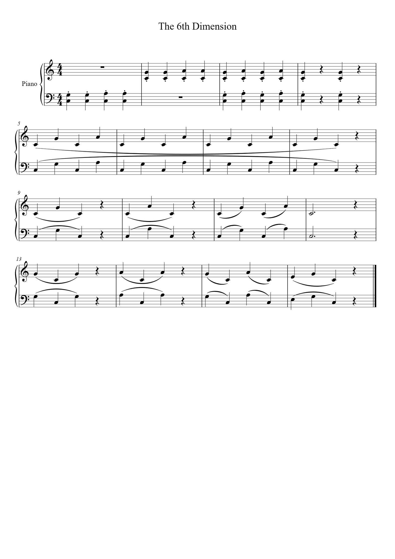 'The 6th Dimension' - Piano Sheet Music By Bastien Piano basics | TOPiano