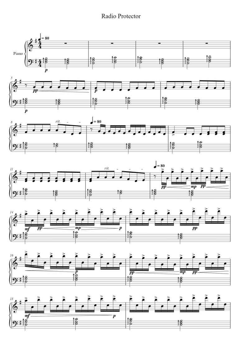 'Radio Protector' - Piano Sheet Music By 65daysofstatic | TOPiano