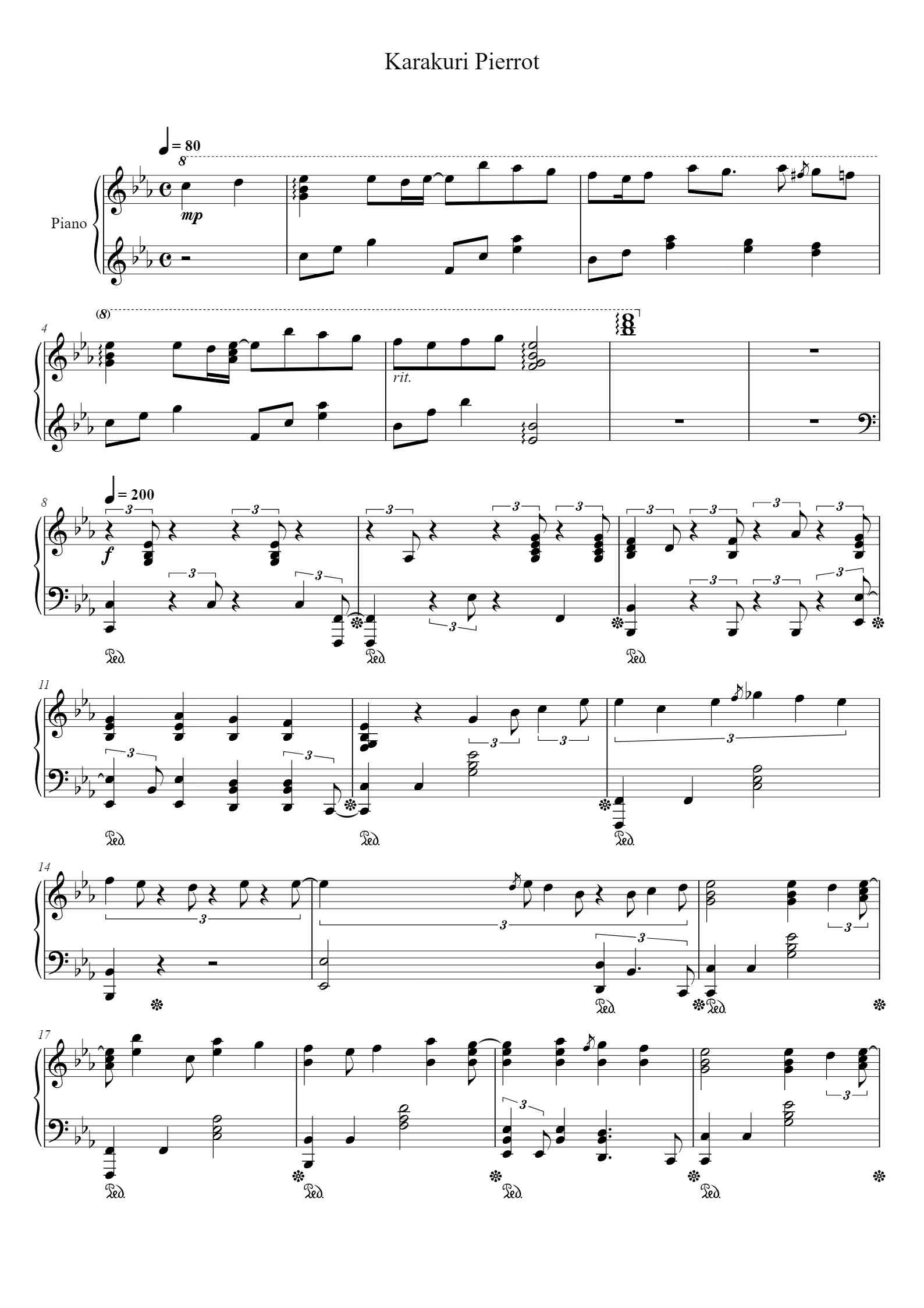 'Karakuri Pierrot' - Piano Sheet Music By 40mP | TOPiano