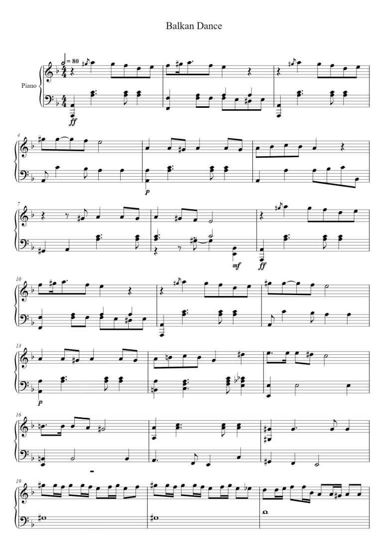 'Balkan Dance' - Piano Sheet Music By Charlton Allen | TOPiano
