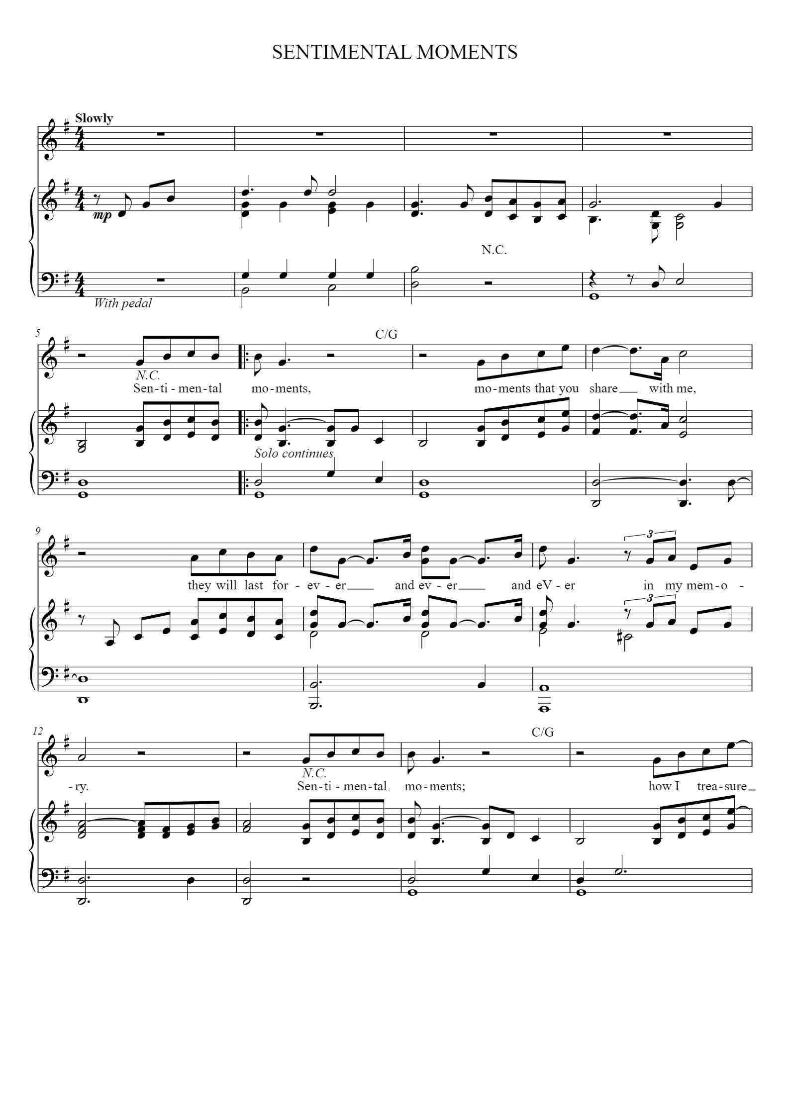 SENTIMENTAL MOMENTS钢琴谱 - Words and Music by RALPH FREED and FREDERICK ...