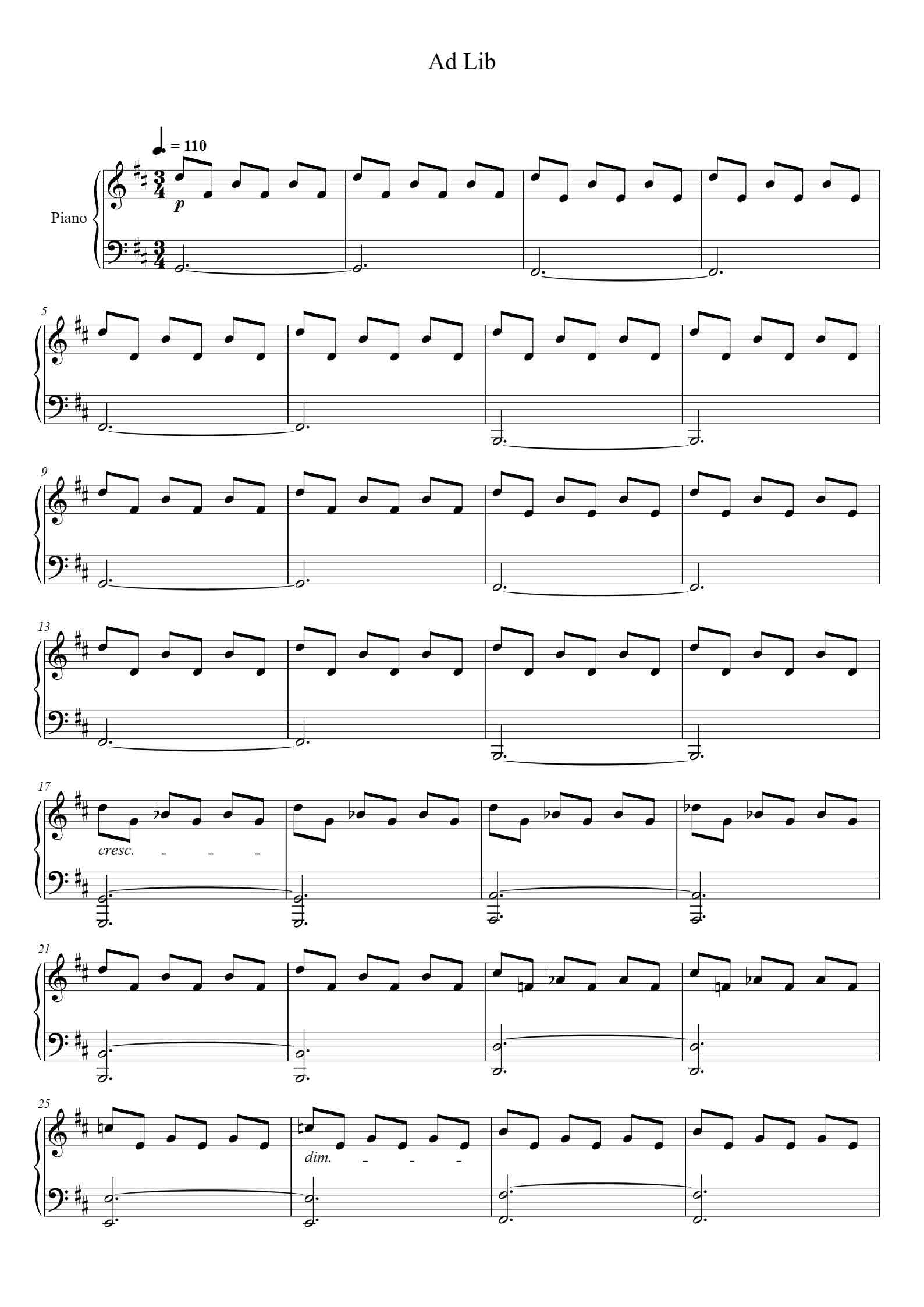 'Ad Lib' - Piano Sheet Music By Drysper Thogo | TOPiano