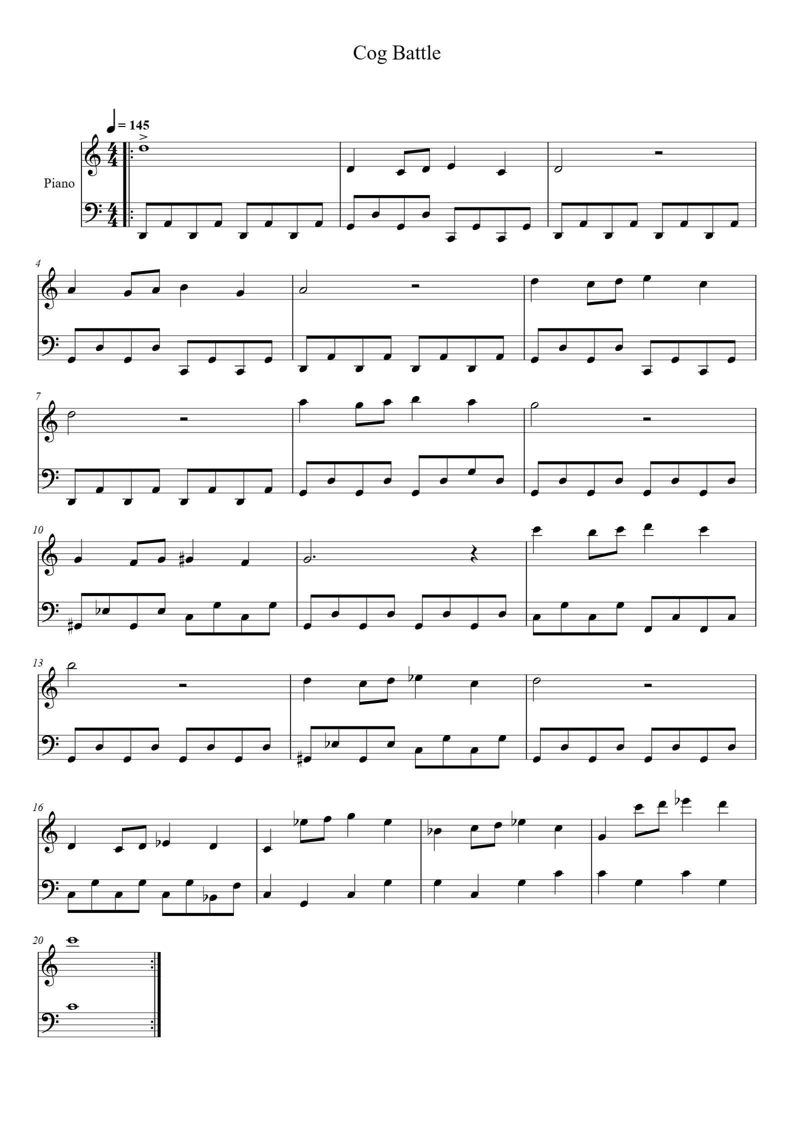 'Cog Battle' - Piano Sheet Music By Composers: Jamie Christopherson ...