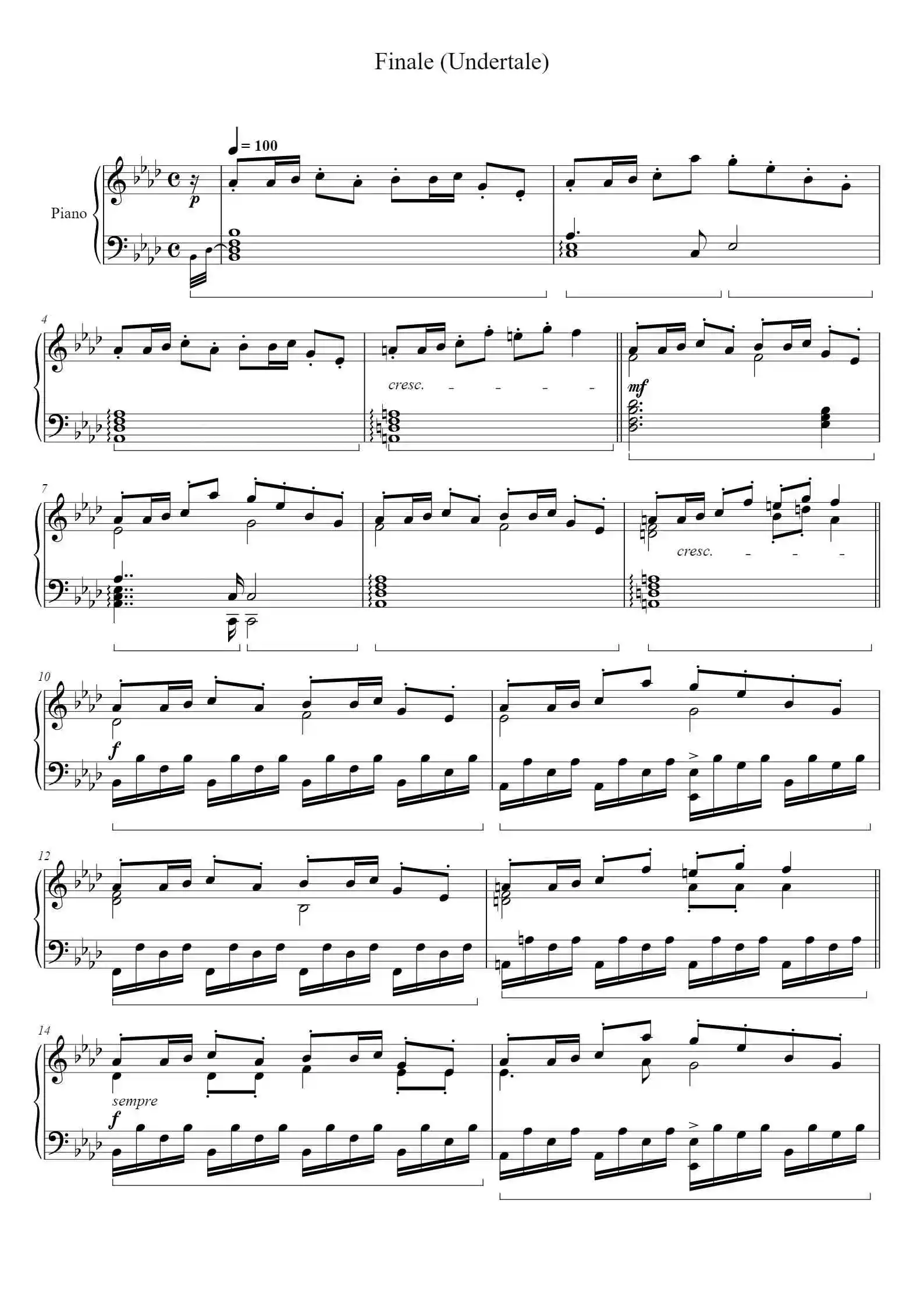 'Finale (Undertale)' - Beginner Piano Sheet Music by Toby Fox | TOPiano