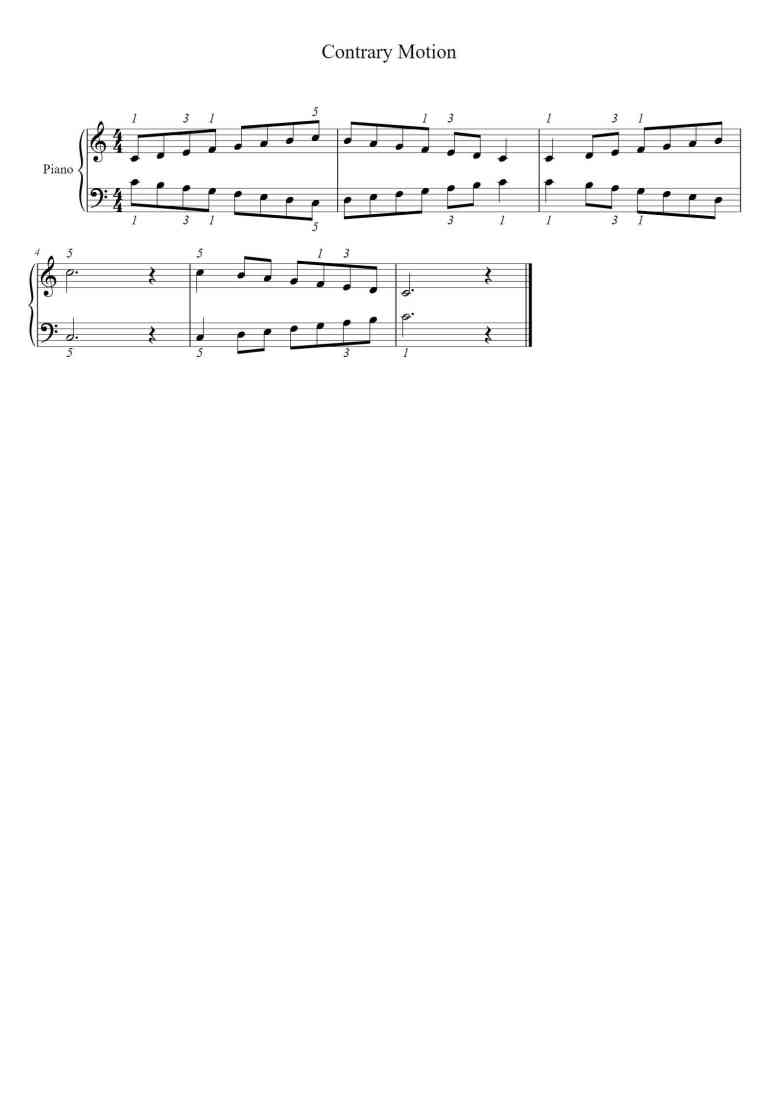 'Contrary Motion' - Piano Sheet Music By Bastien Piano basics | TOPiano