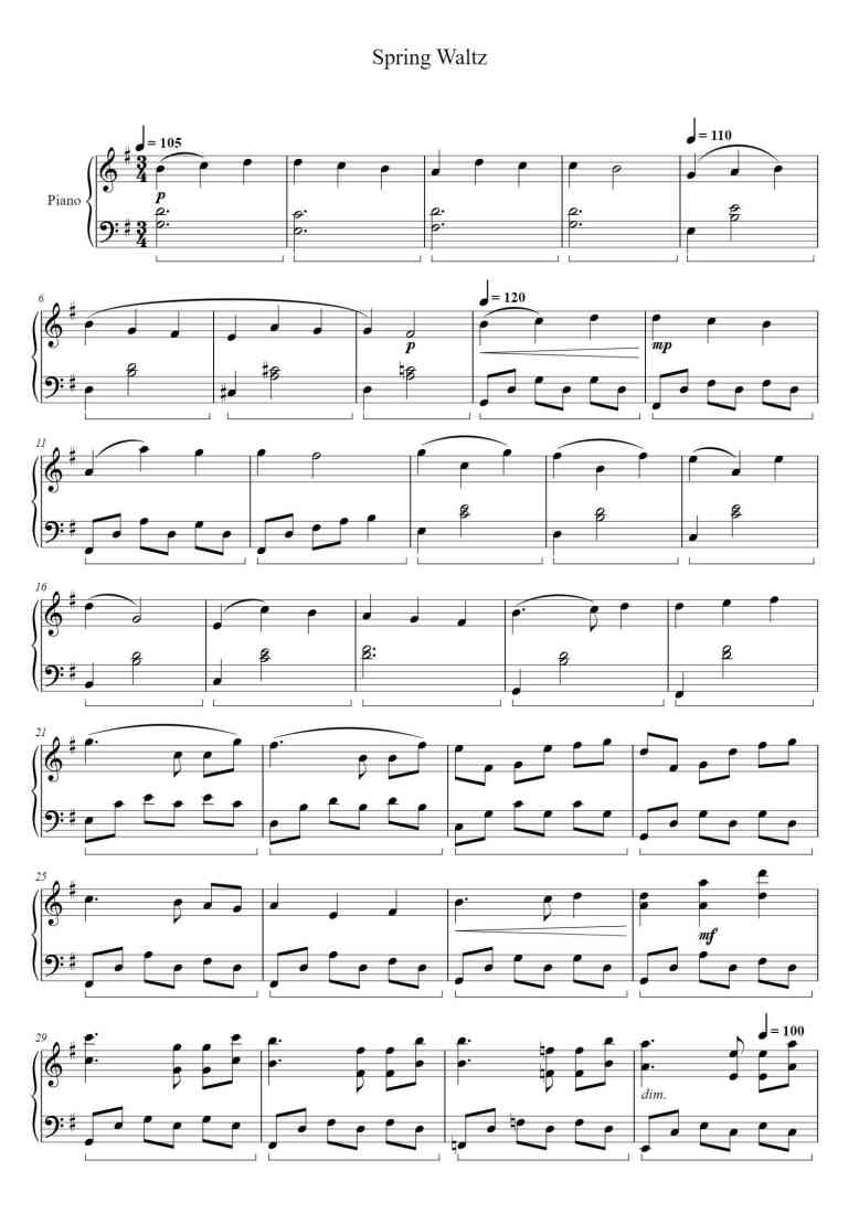 'Spring Waltz' - Piano Sheet Music By Yiruma | TOPiano