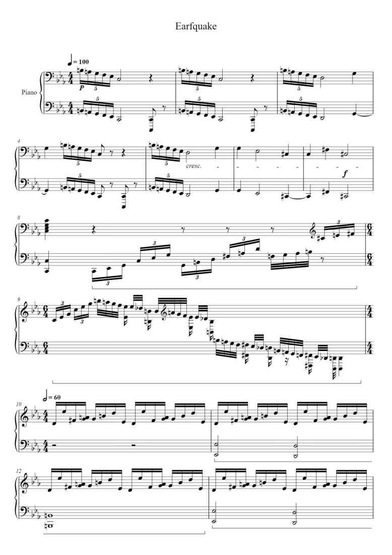 'Earfquake' - Piano Sheet Music By Gladbohm | TOPiano