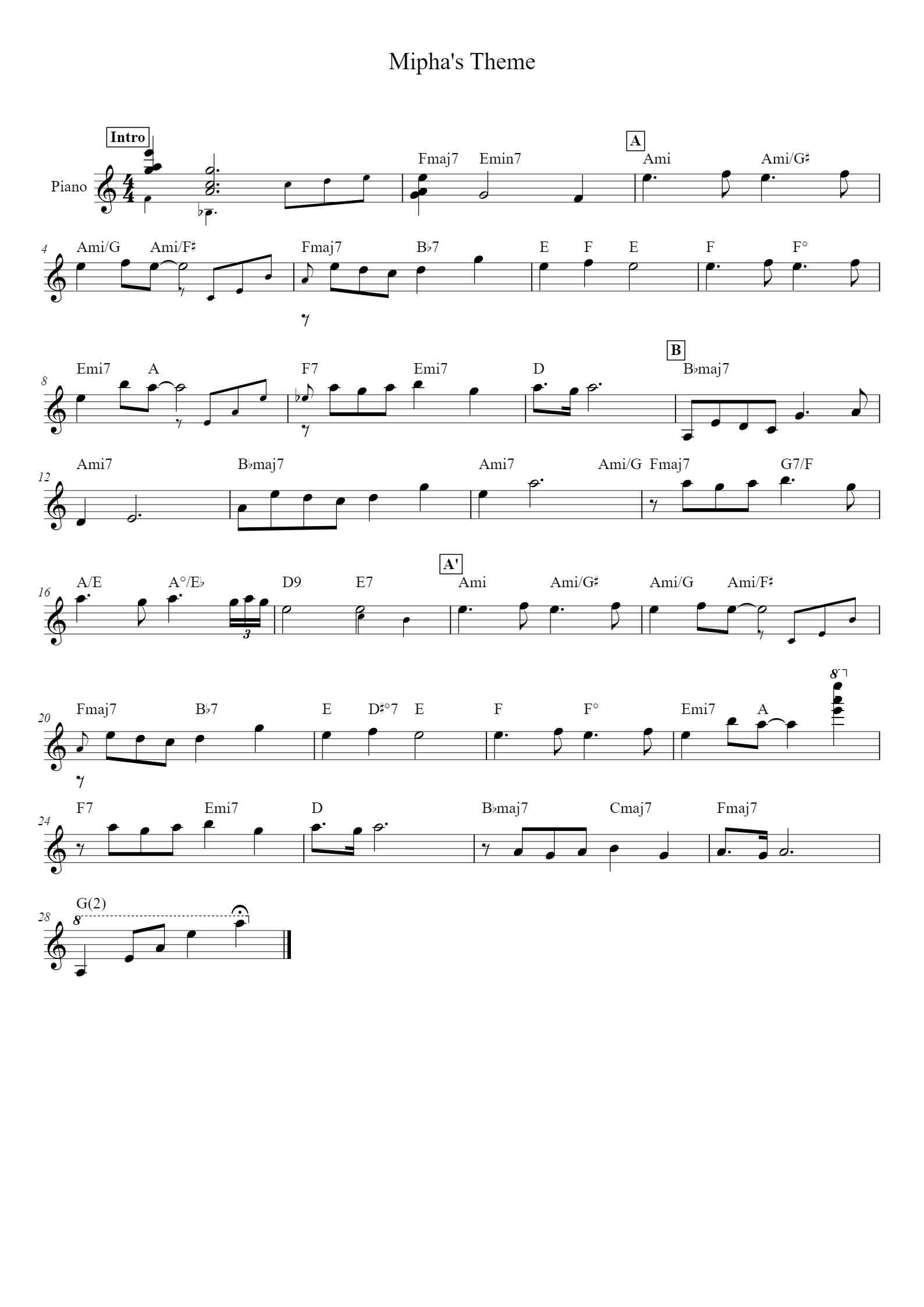 'Reunion: Mipha (Mipha's theme)' - Piano Sheet Music By Yasuaki IWATA ...