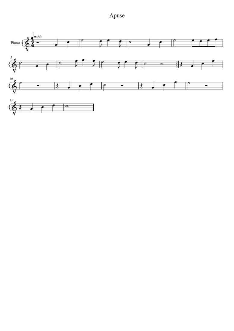 'Apuse' - Piano Sheet Music By hgfdhgfdfhdg | TOPiano