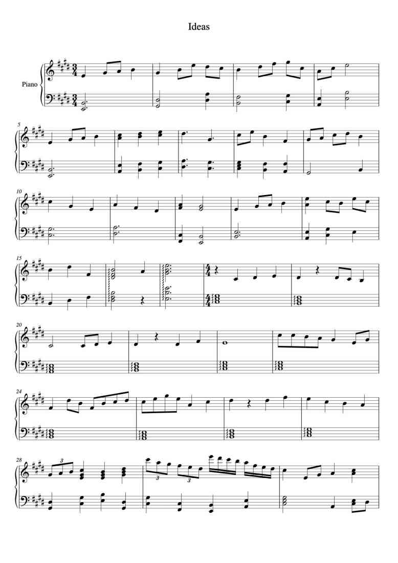 'Ideas' - Piano Sheet Music By M.Somerville | TOPiano