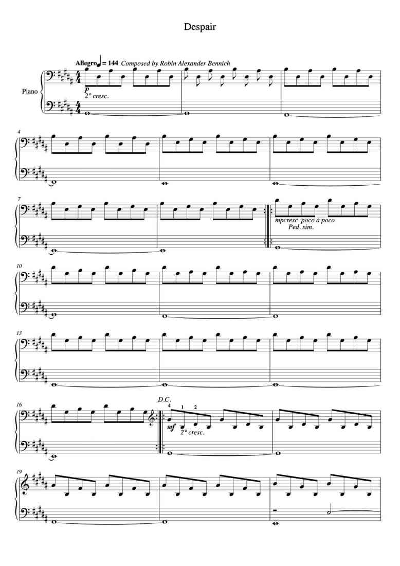 'Despair' - Piano Sheet Music By xxx | TOPiano