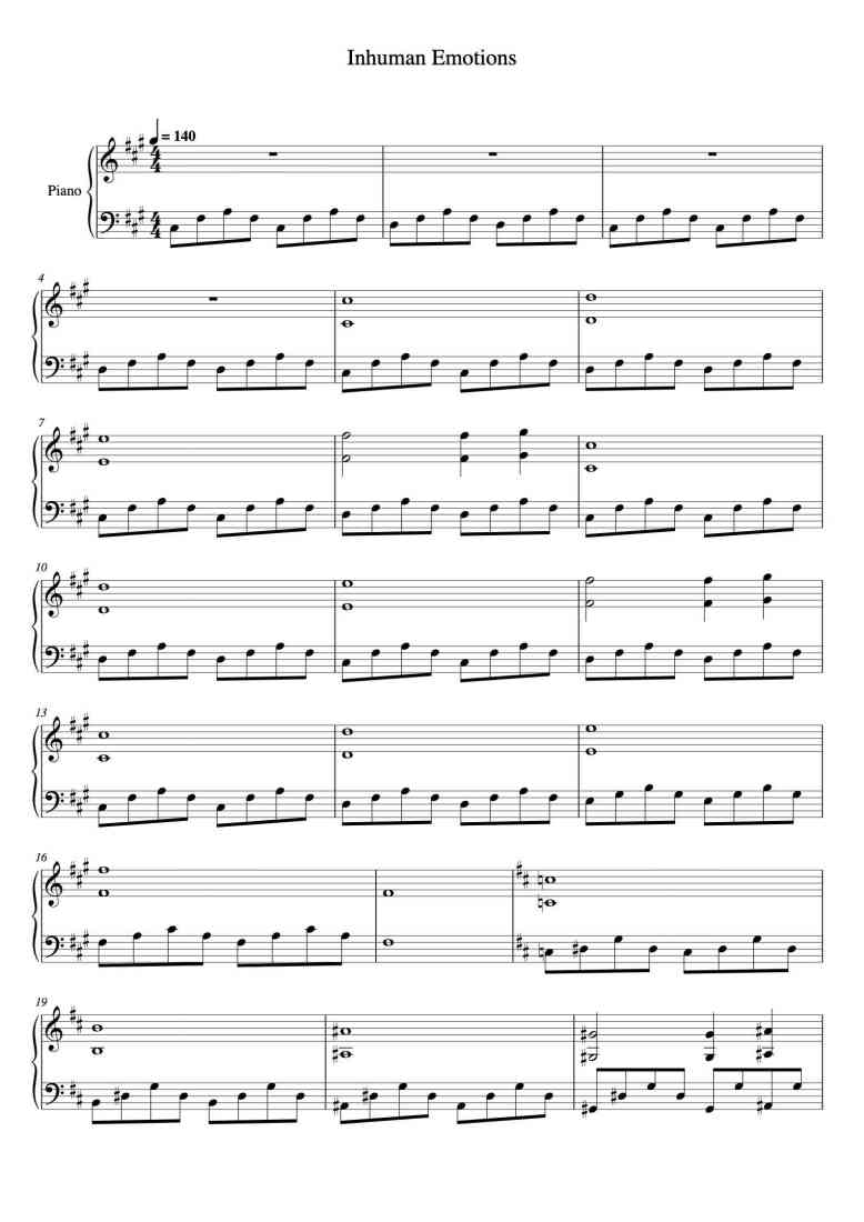 'Inhuman Emotions' - Piano Sheet Music By Riley Sherman | TOPiano