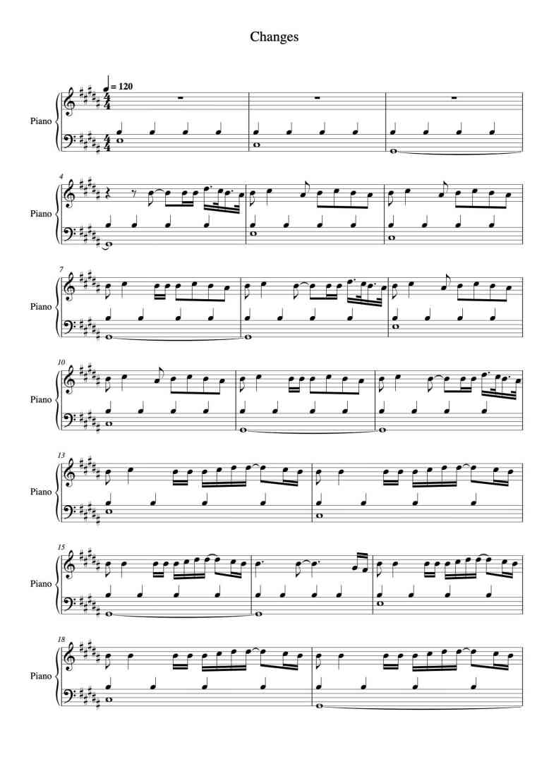 'Changes' - Piano Sheet Music By XXXTentacion | TOPiano