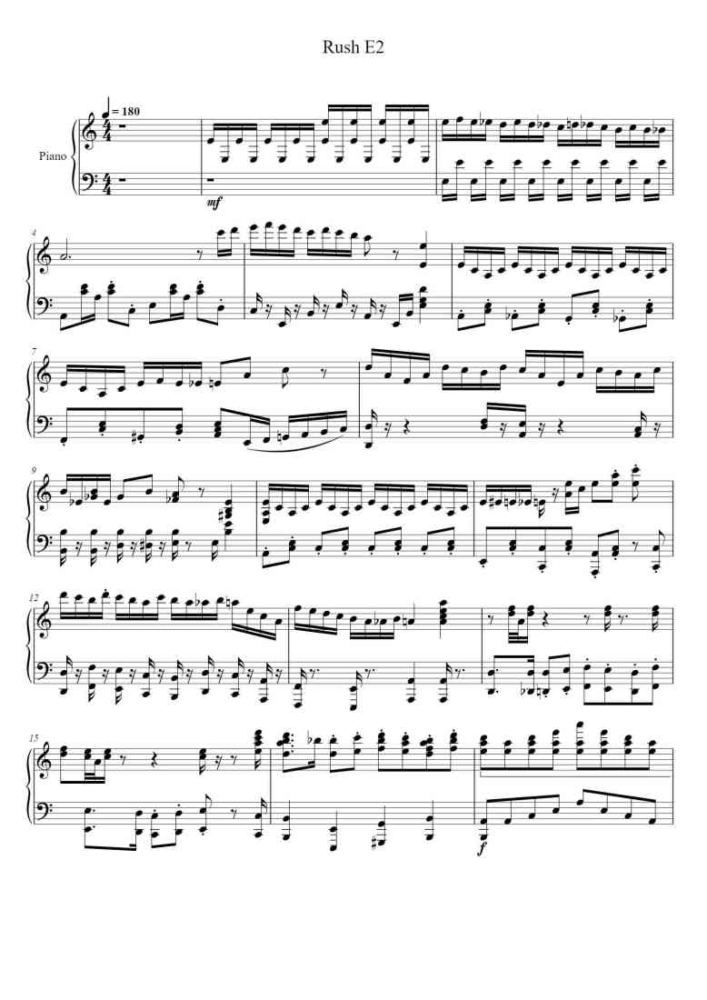 'Rush E 2(Playable)【节奏大师同款rushe2】' - Piano Sheet Music By Sheet Music ...