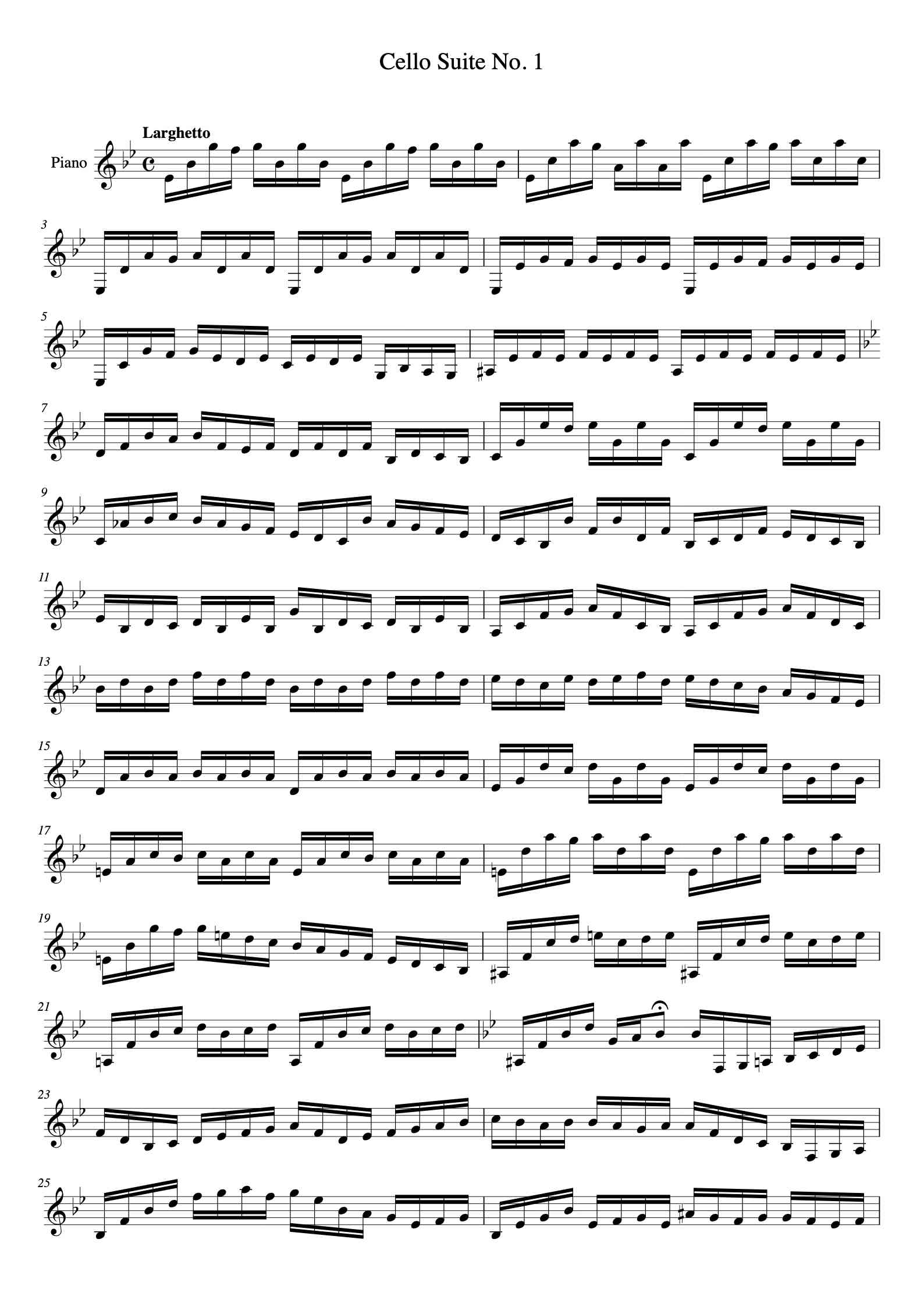 'Cello Suite No. 1' - Piano Sheet Music By J.S. Bach | TOPiano