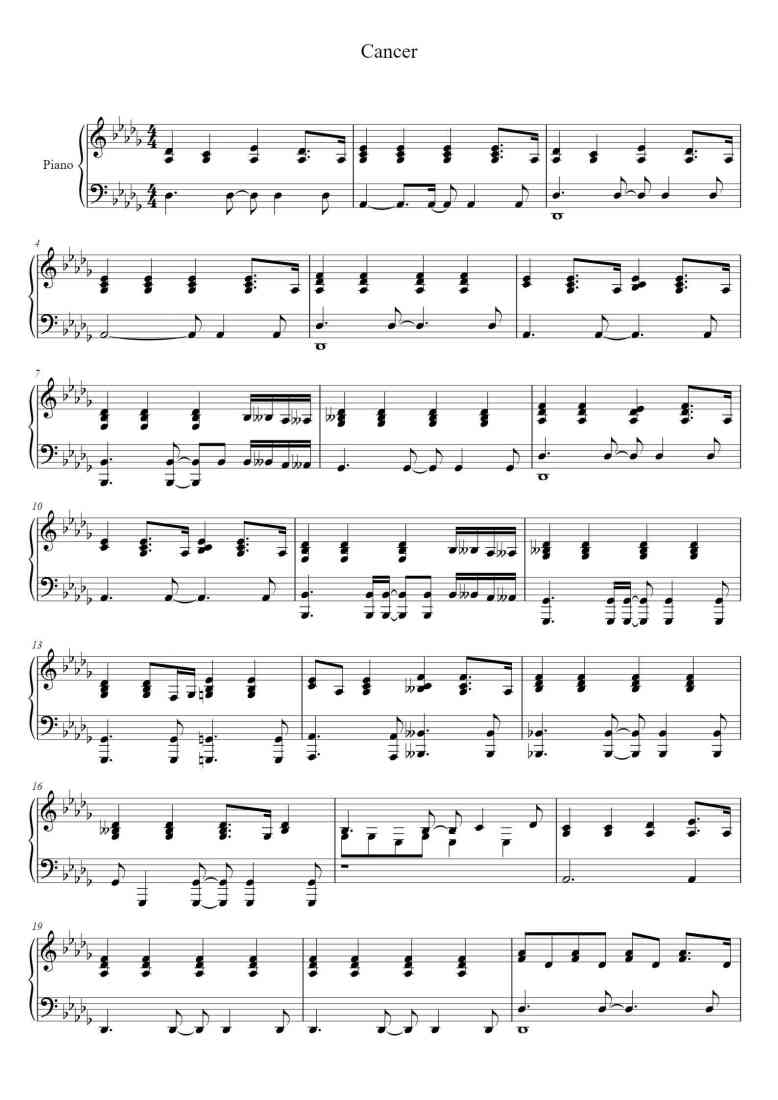 Cancer钢琴谱 - - free piano sheet music - PiaNoproblem