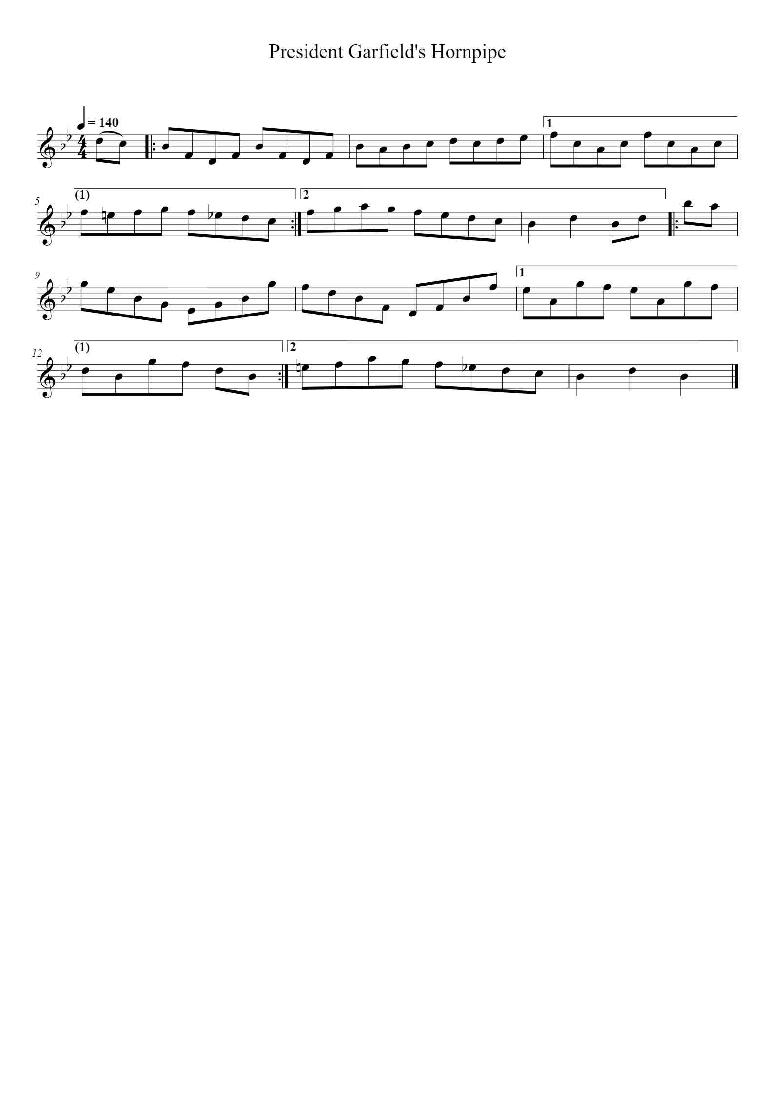 'President Garfield's Hornpipe' - Piano Sheet Music By xxx | TOPiano