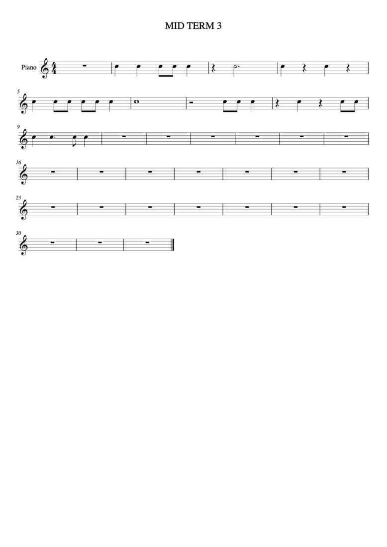'MID TERM 3' - Piano Sheet Music By Composer | TOPiano