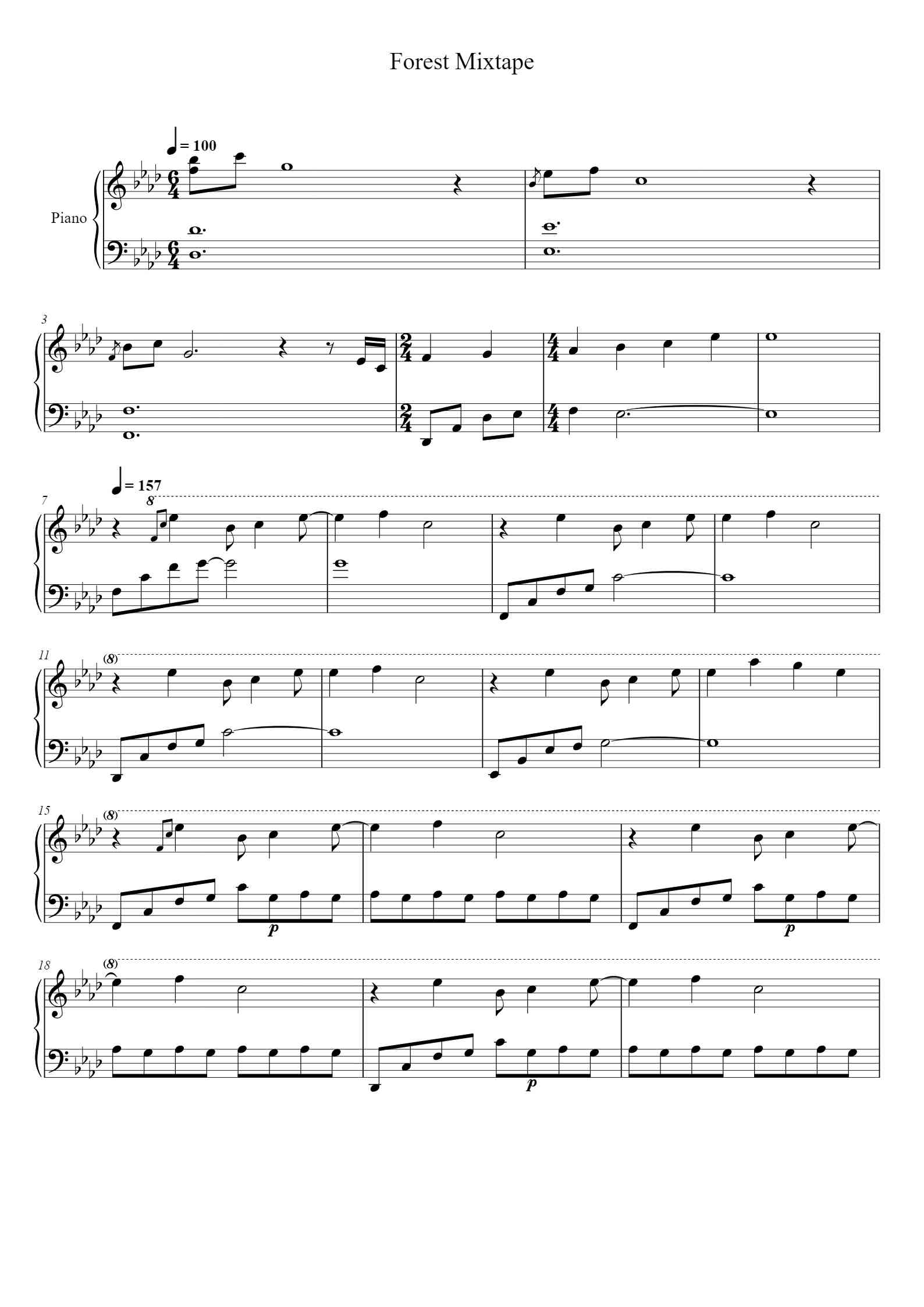 'Forest Mixtape(Tsuki)' - Piano Sheet Music By Elba Green | TOPiano