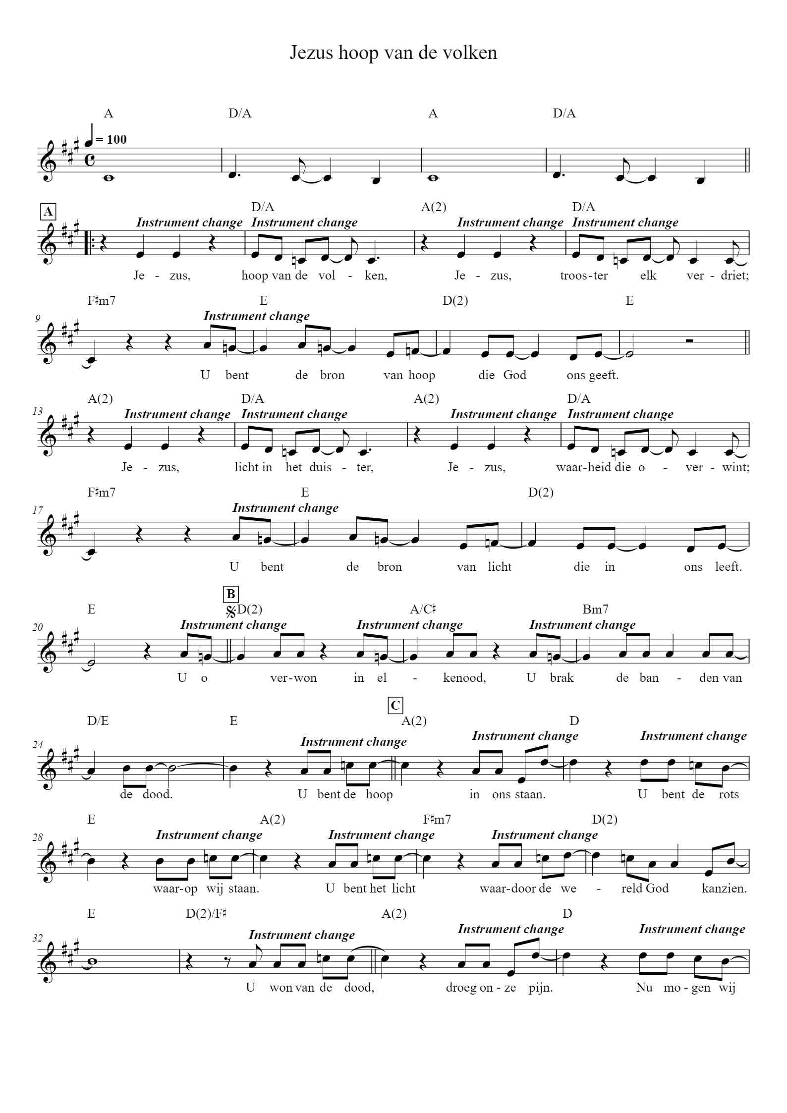 Jezus hoop van de volken钢琴谱 - Brian Doerksen - free piano sheet music ...