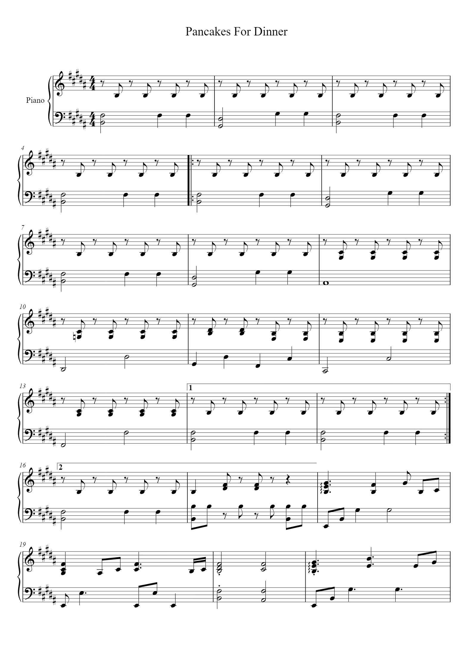 'Pancakes For Dinner' - Piano Sheet Music By Lizzy McAlpine | TOPiano