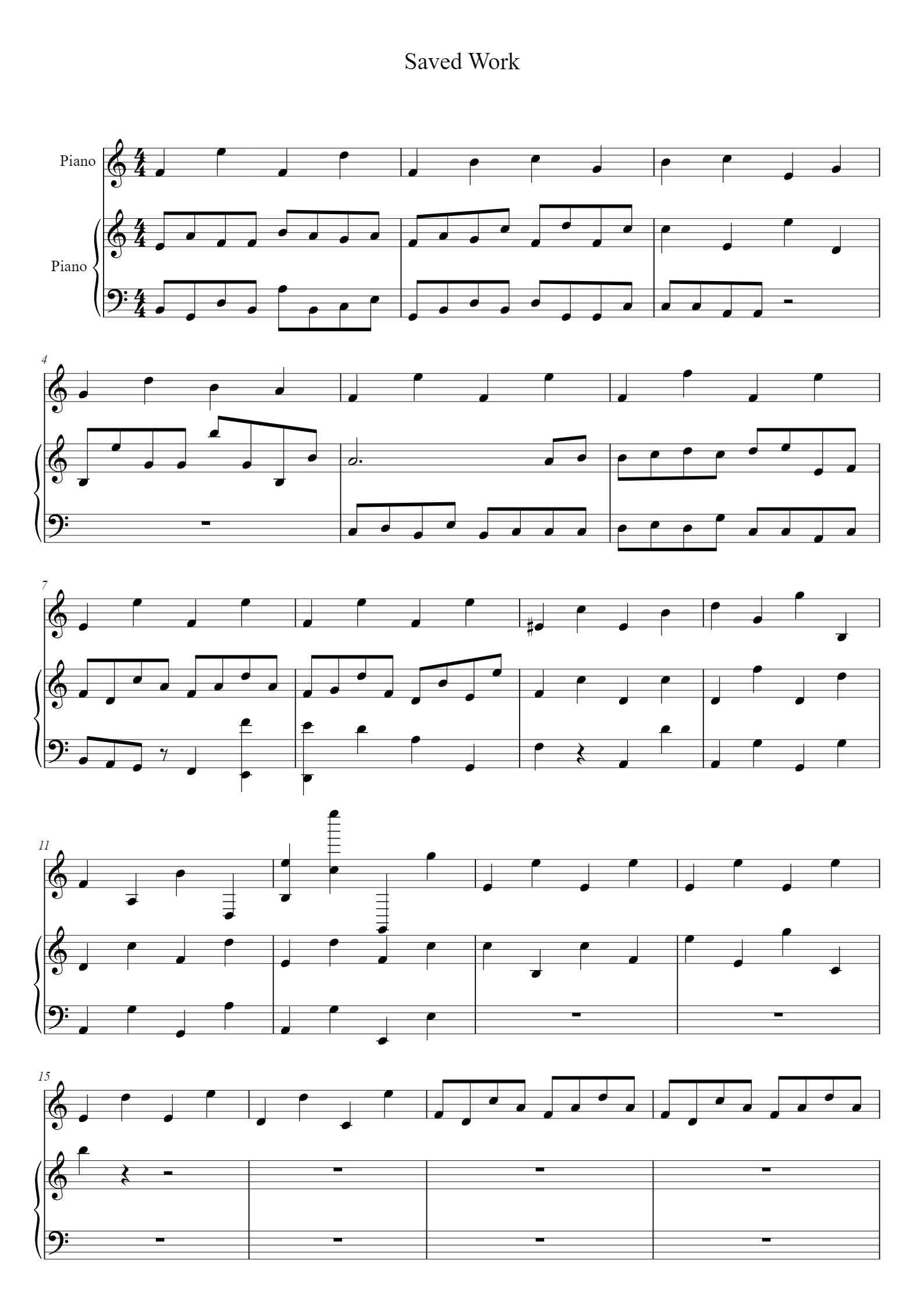 'Saved Work' - Piano Sheet Music By Composer | TOPiano