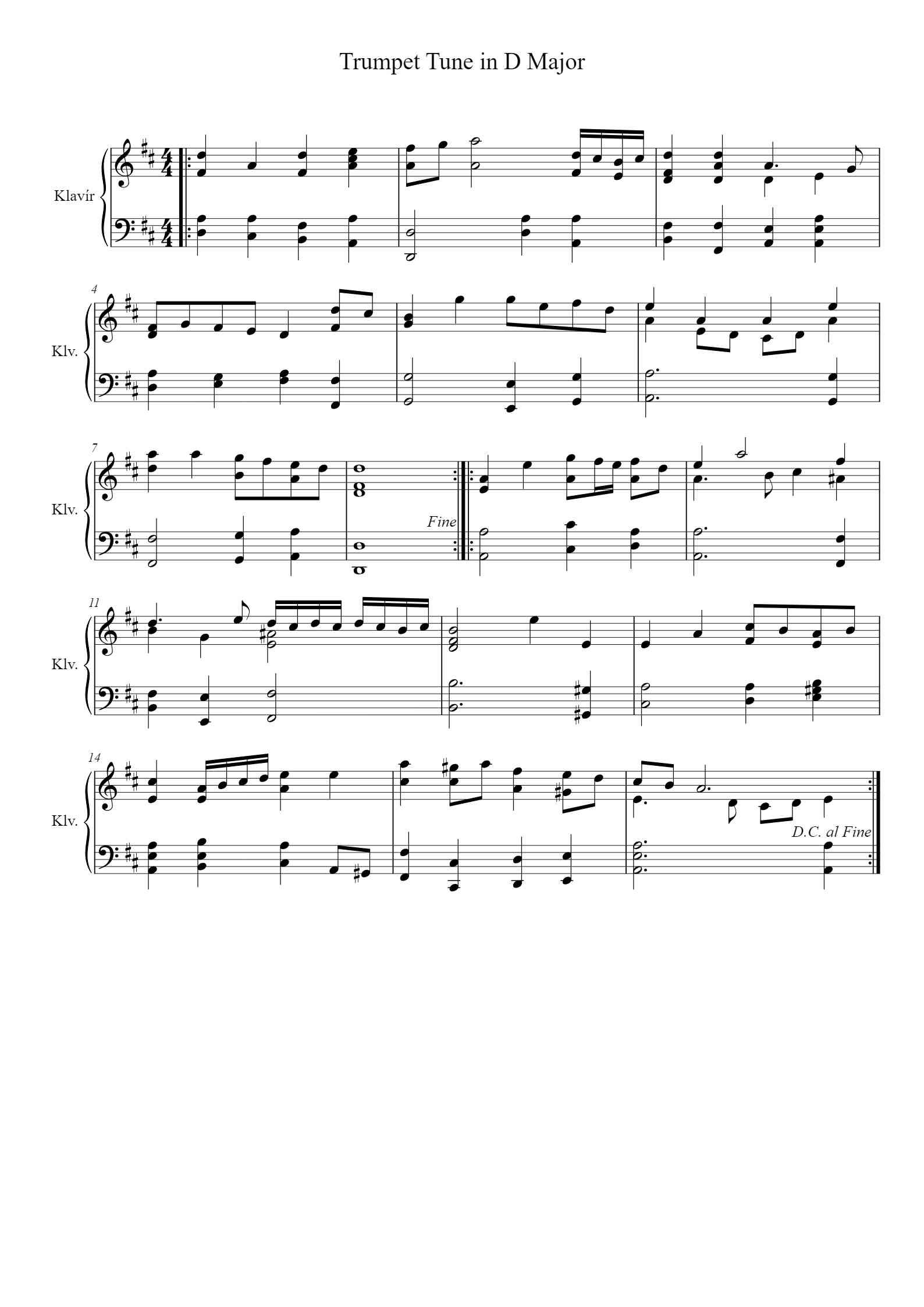 Trumpet Tune in D Major钢琴谱 - David N. Johnson - free piano sheet music ...