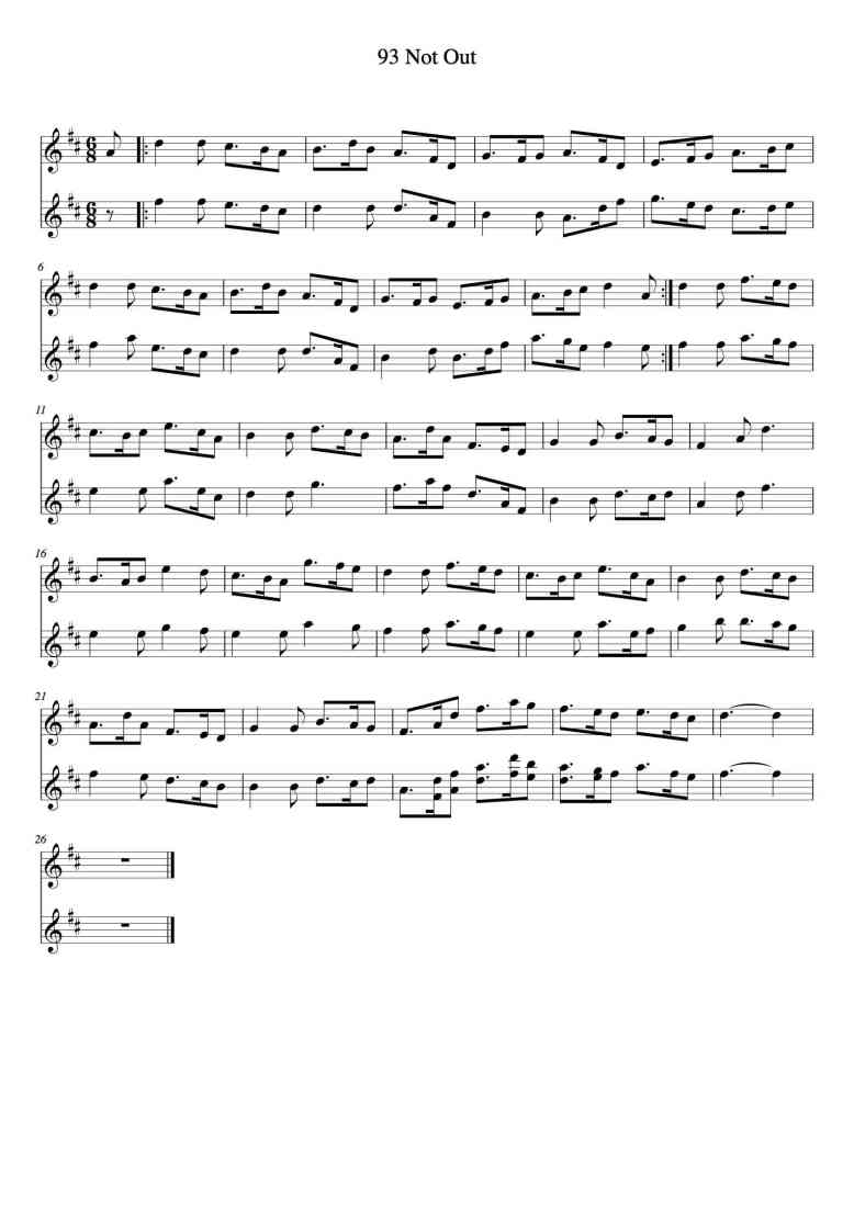 '93 Not Out' - Piano Sheet Music By W. Atkinson | TOPiano