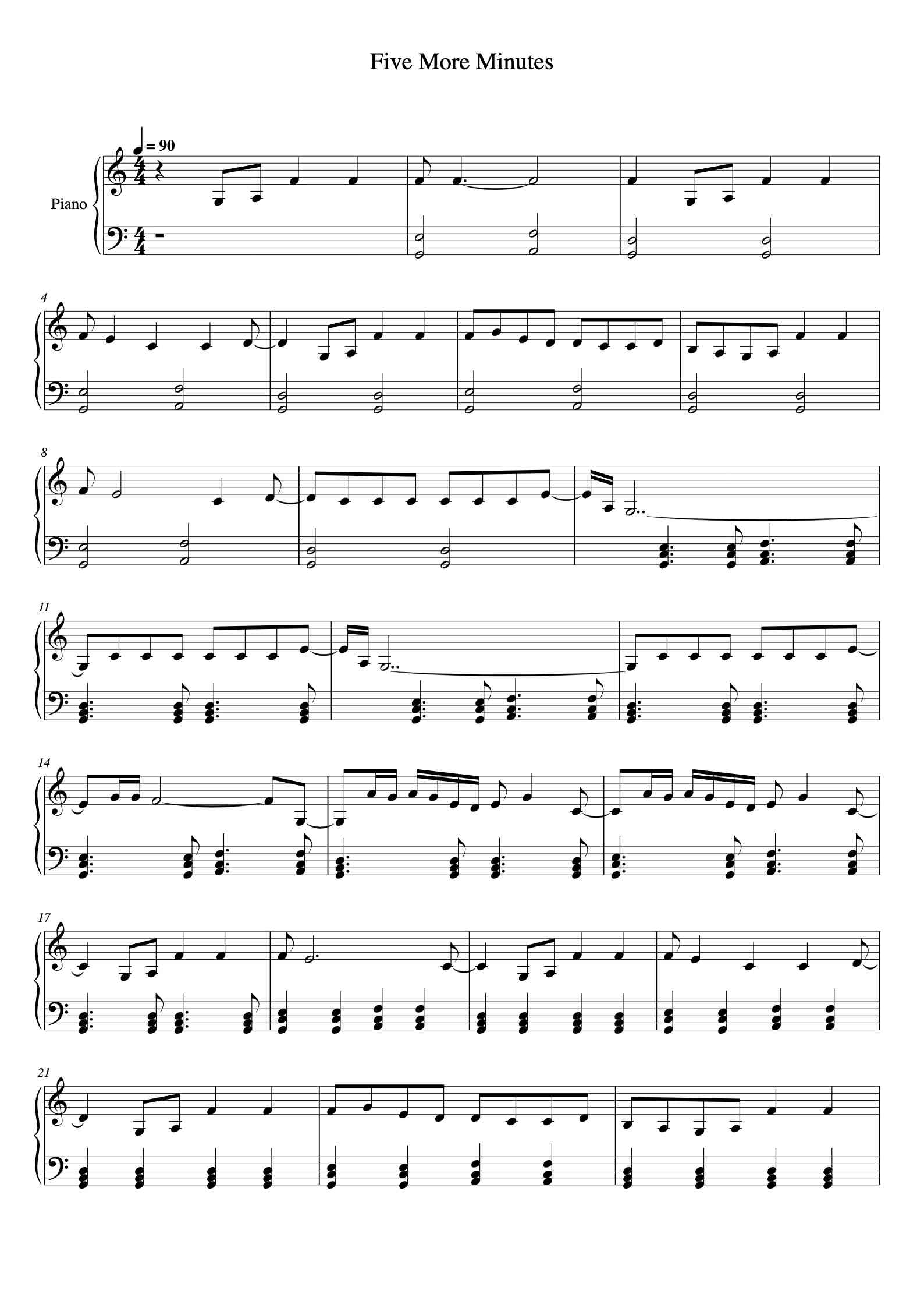 'Five More Minutes - Jonas Brothers' - Piano Sheet Music By Jonas ...