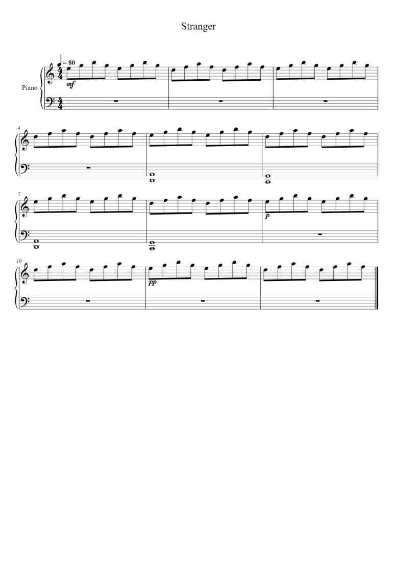 'Stranger' - Piano Sheet Music By Hijim Jondia | TOPiano
