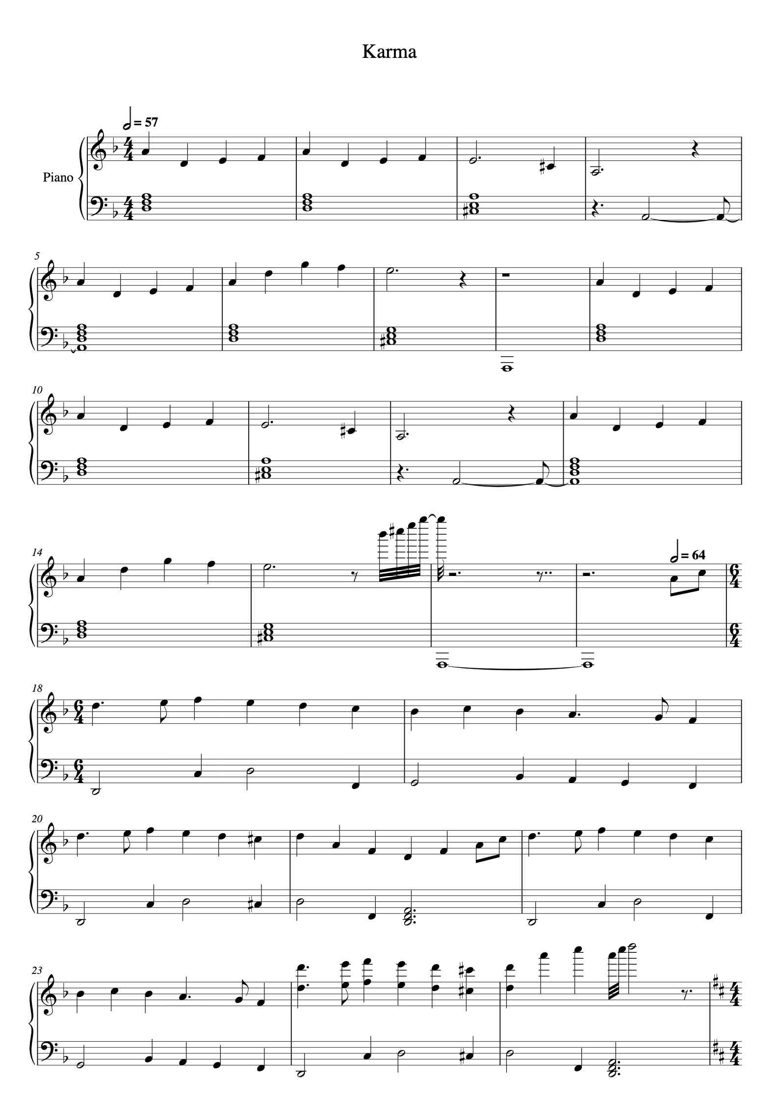 'Karma' - Piano Sheet Music By Bj?rn | TOPiano