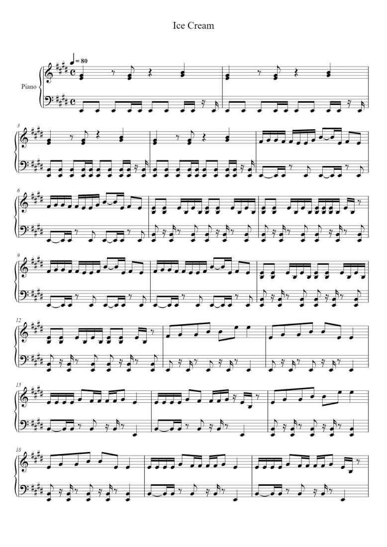 'Ice Cream' - Piano Sheet Music By BLACKPINK, Selena Gomez | TOPiano