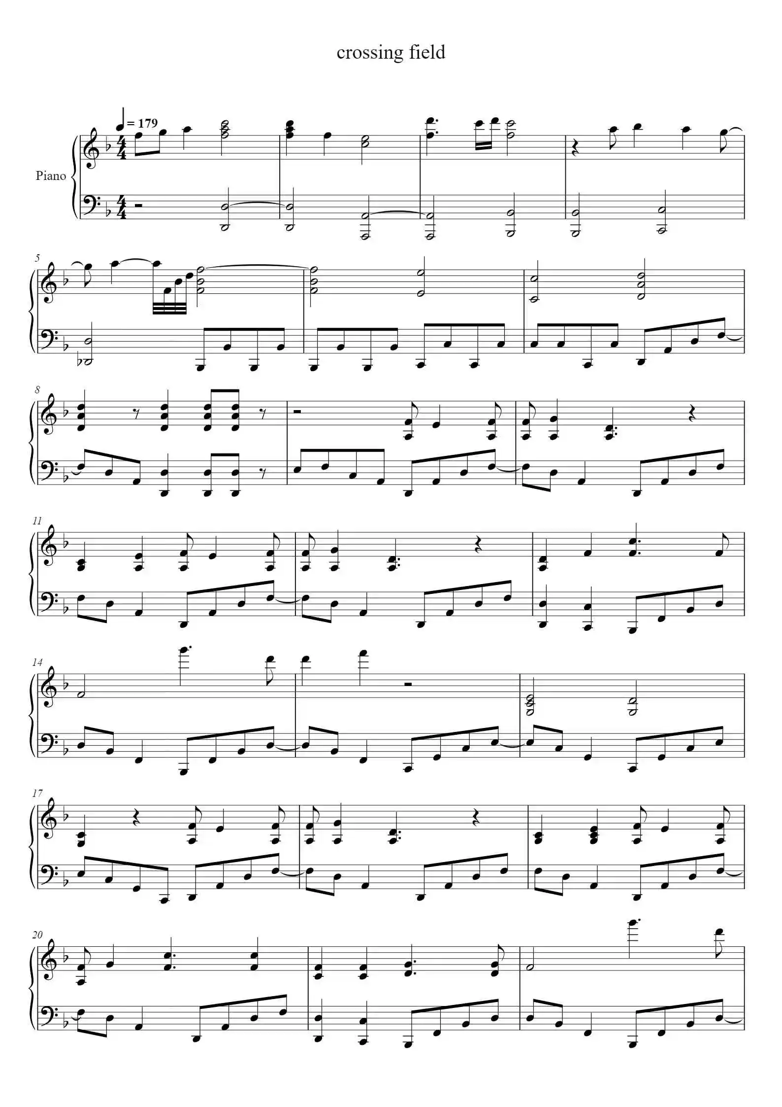 'crossing field（《刀剑神域》OP1）' - Beginner Piano Sheet Music by 渡辺翔 | TOPiano