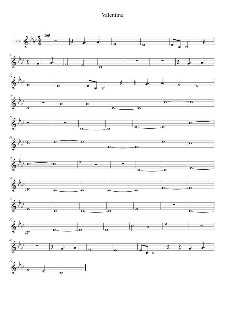 'Valentine' - Piano Sheet Music By pentatonix | TOPiano