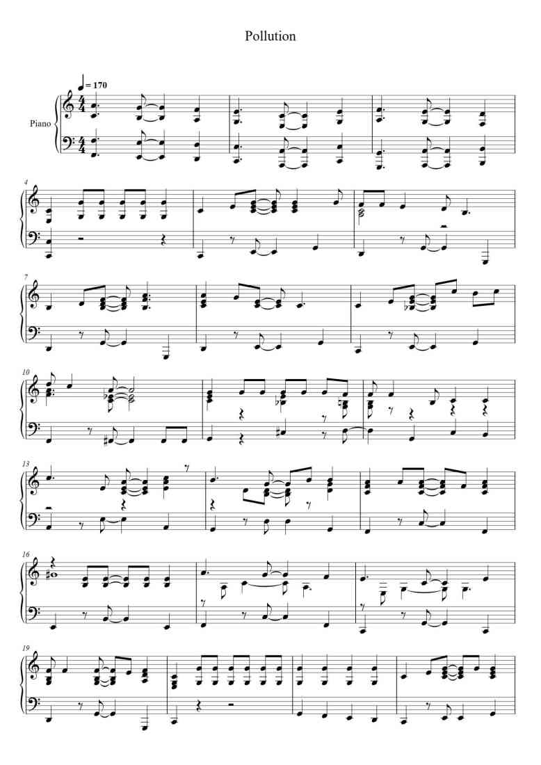 'Pollution' - Piano Sheet Music By xxx | TOPiano