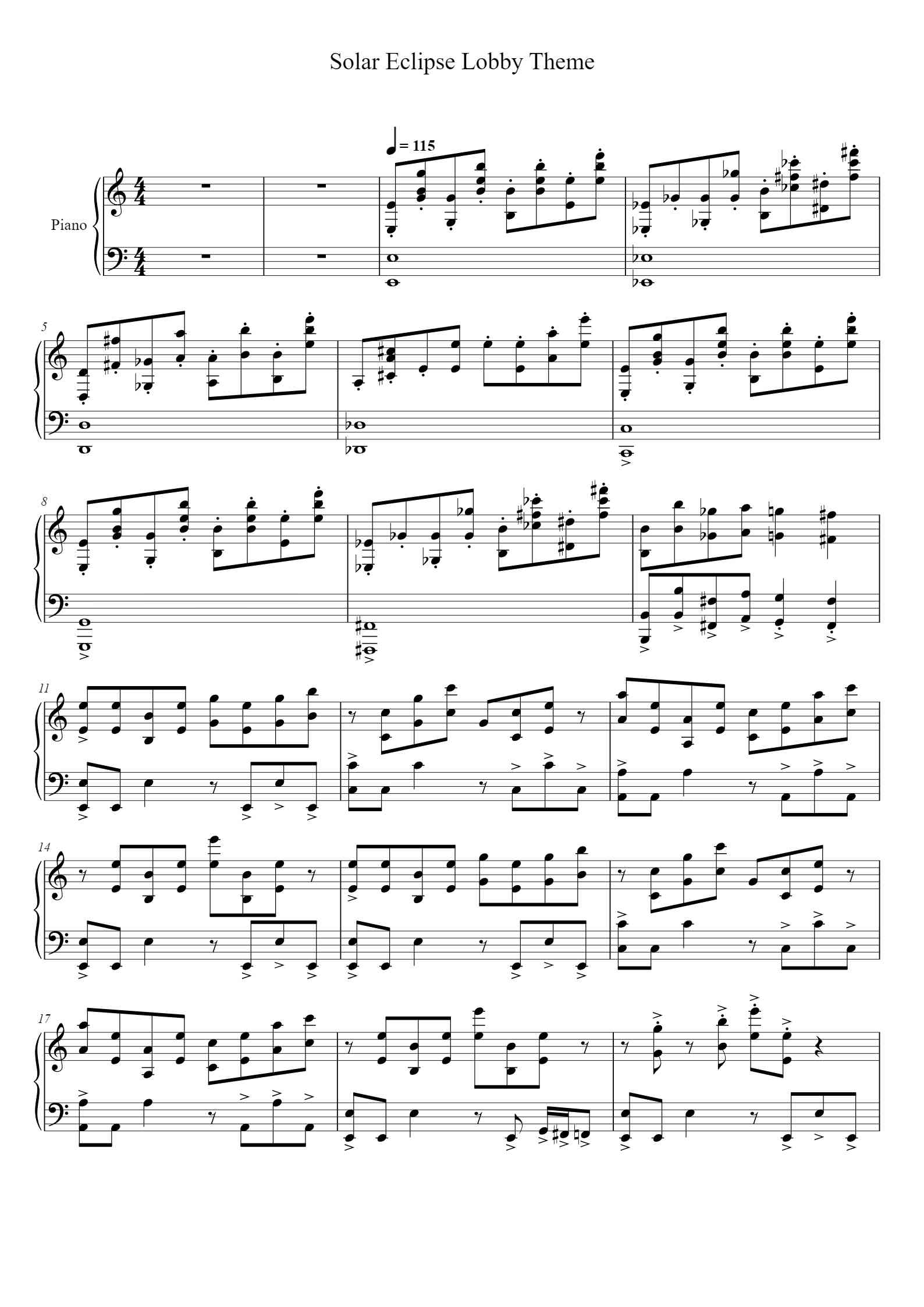 'Tower Defense Simulator Solar Eclipse Lobby Theme' - Piano Sheet Music ...