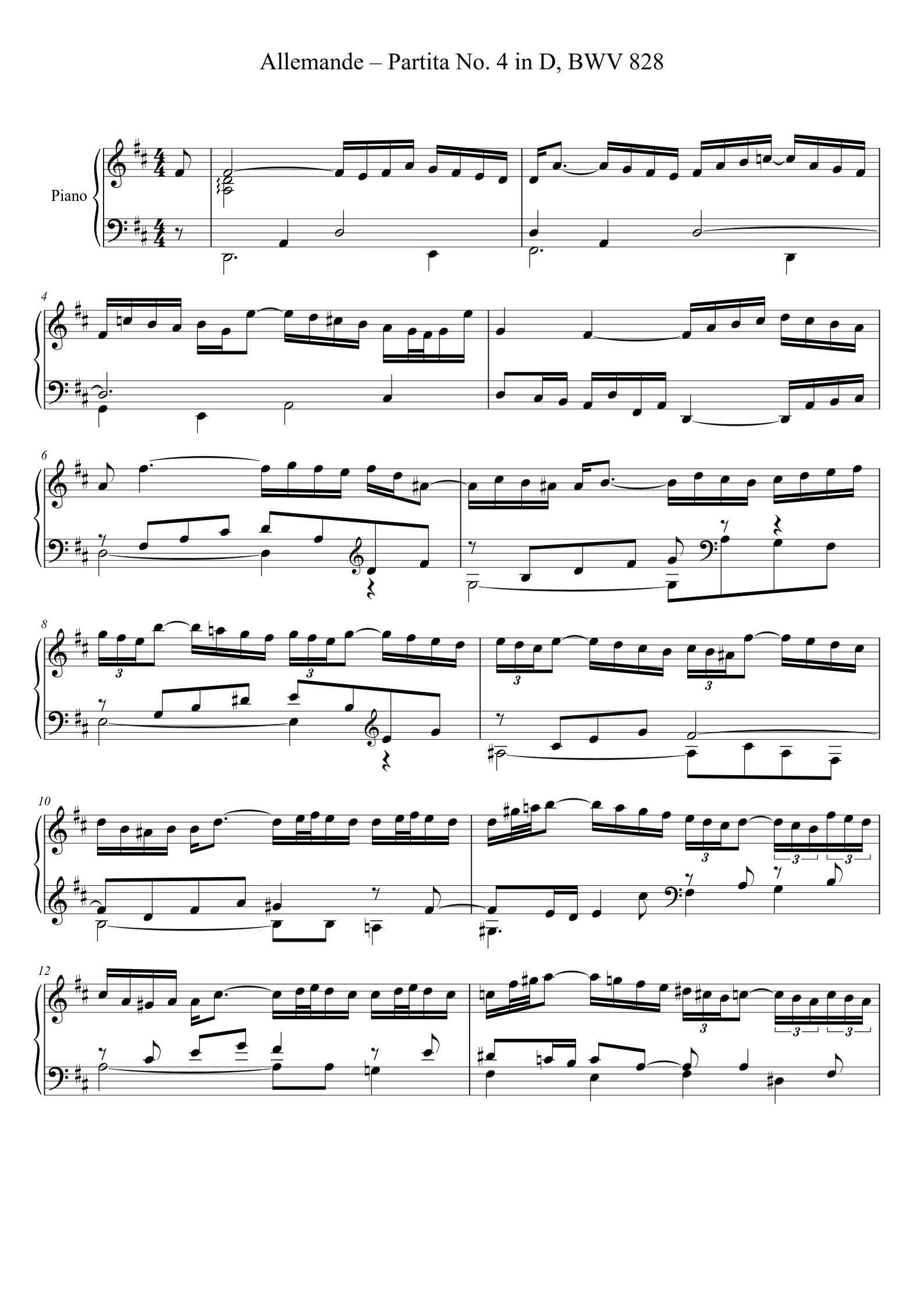 Learning Johann Sebastian Bach's "Allemande – Partita No. 4 in D, BWV 828" Piano Lessons | TOPiano