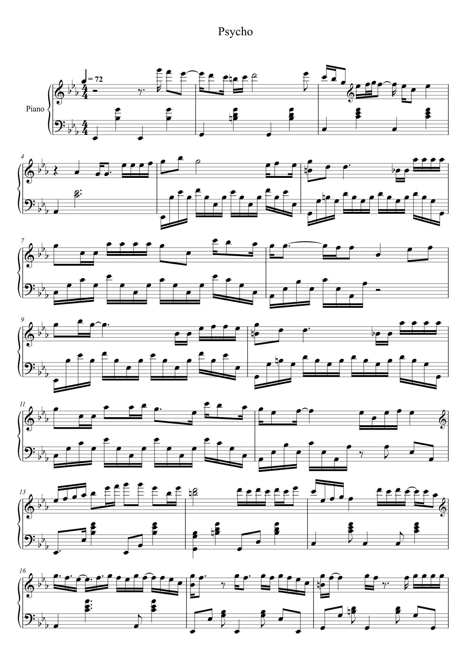 'Psycho' - Piano Sheet Music By Andrew Scott Cazzi Opeia EJAE | TOPiano
